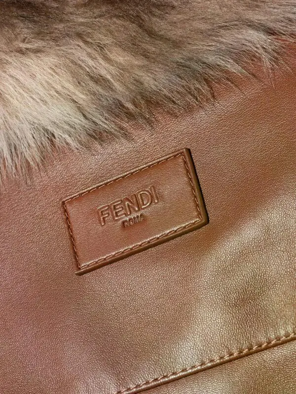 Fendi Faux-fur Collar Leather Jacket