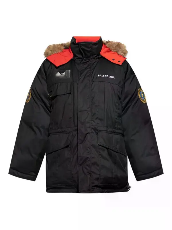 Balenciaga Padded Jacket With Faux Fur Trim - Black