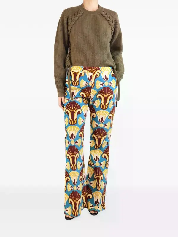 La DoubleJ Printed Velvet Trousers - Blue