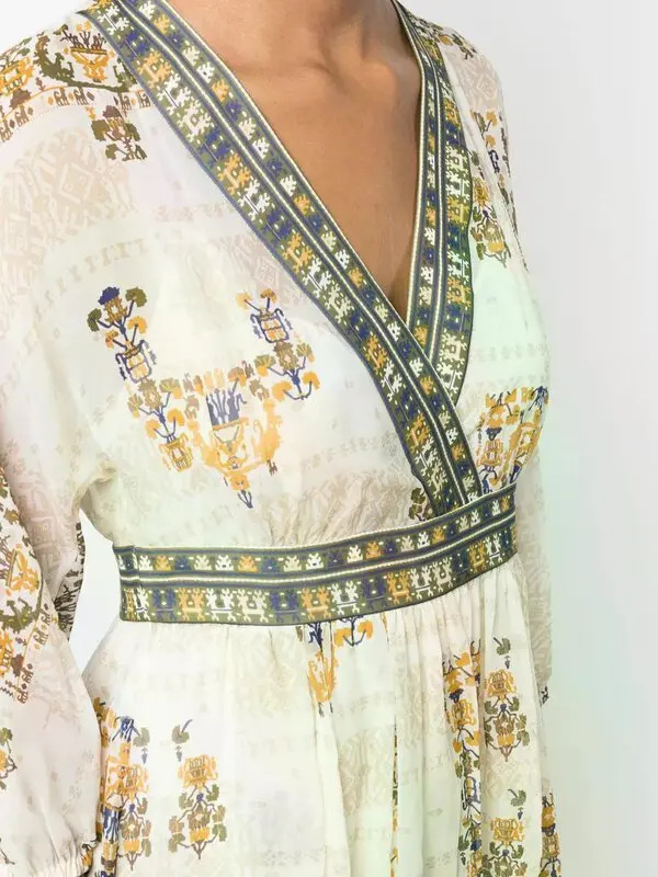 Max Mara Graphic-print V-neck Silk Dress