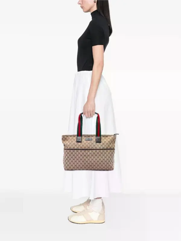 Gucci Gg Canvas Web Tote Bag