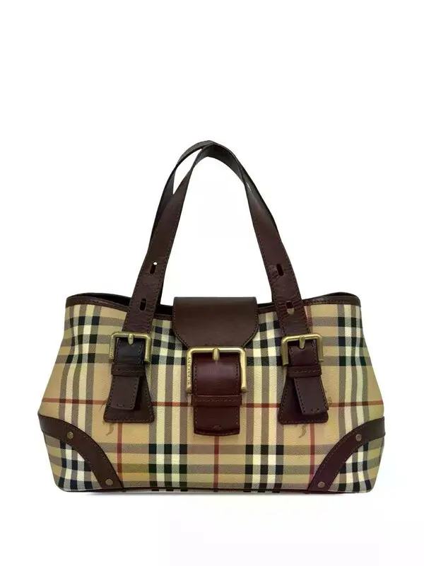 Burberry Haymarket Coated Canvas Handbag - Neutrals
