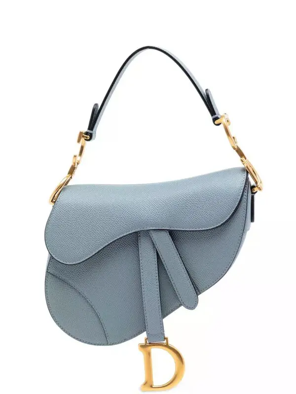 Dior Grained Calfskin Saddle Bag Shoulder Bag - Blue