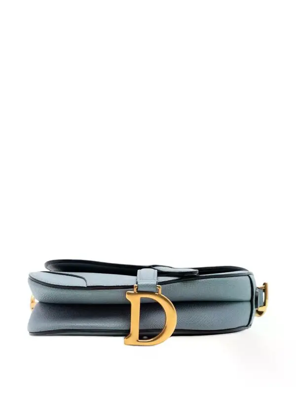 Dior Grained Calfskin Saddle Bag Shoulder Bag - Blue
