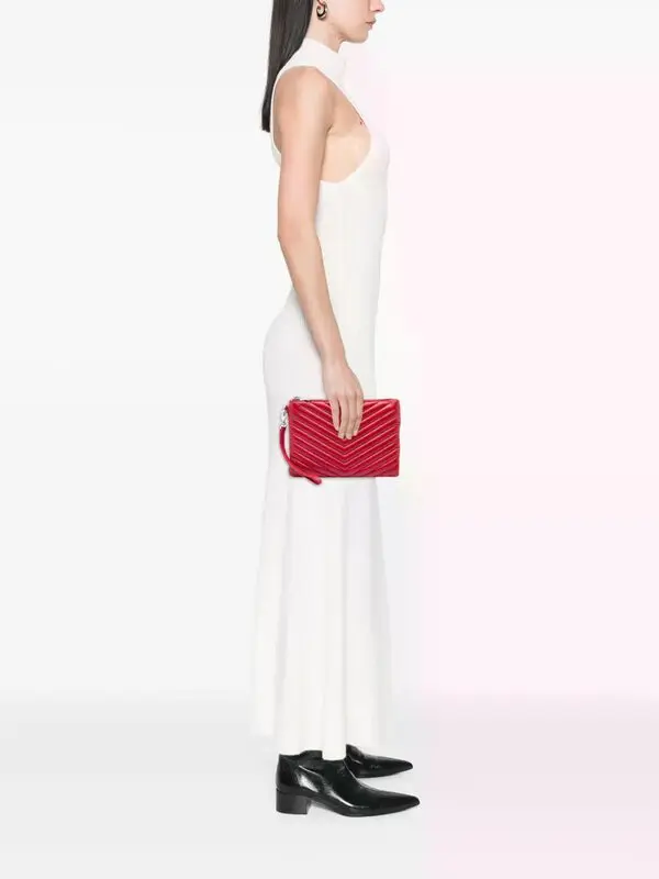 Saint Laurent Monogram Wristlet Pouch Clutch Bag - Red