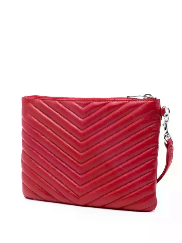 Saint Laurent Monogram Wristlet Pouch Clutch Bag - Red