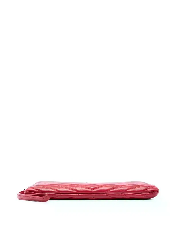Saint Laurent Monogram Wristlet Pouch Clutch Bag - Red