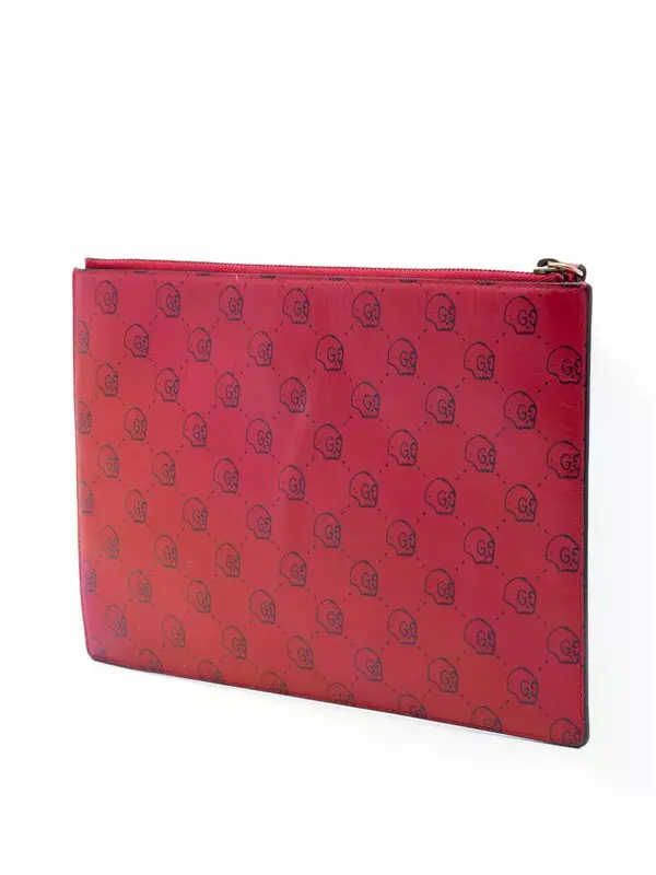 Gucci Calfskin Ghost Skull Zip Pouch Clutch Bag