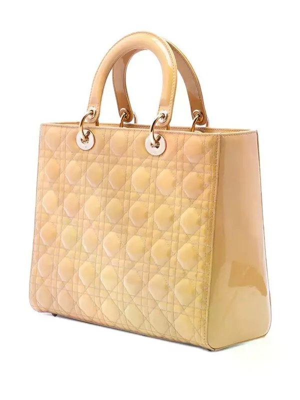 Dior Large Patent Cannage Lady Satchel - Neutrals