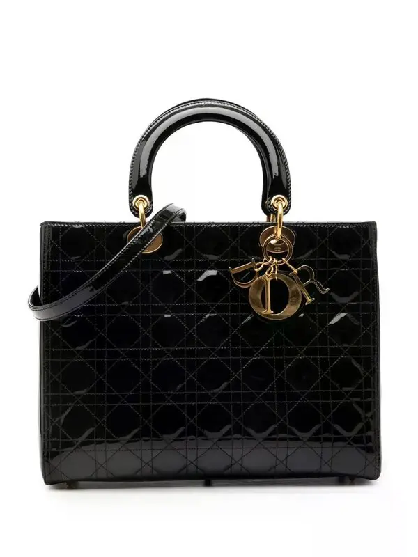 Dior Patent Cannage Lady Satchel - Black