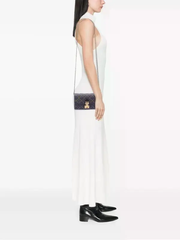 Dior Denim Cannage Studded Dioraddict Wallet On Chain Bag - Blue