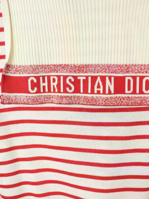 Dior Fine Knit Striped V-neck Sweater