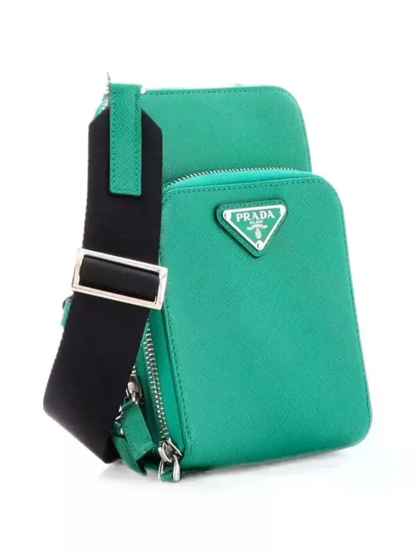 Prada Front Pocket Phone Holder Saffiano Leather Crossbody Bag