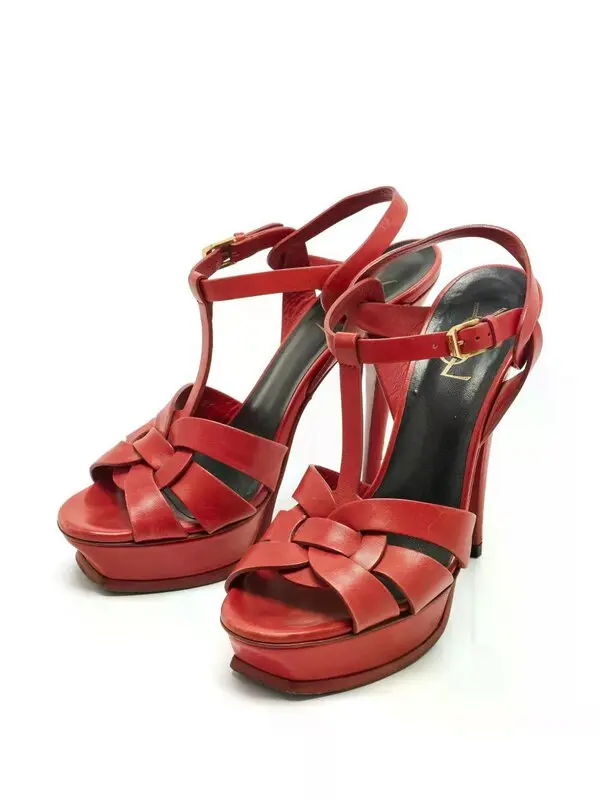 Saint Laurent Tribute Multi-strap Platform Stiletto Sandals - Red