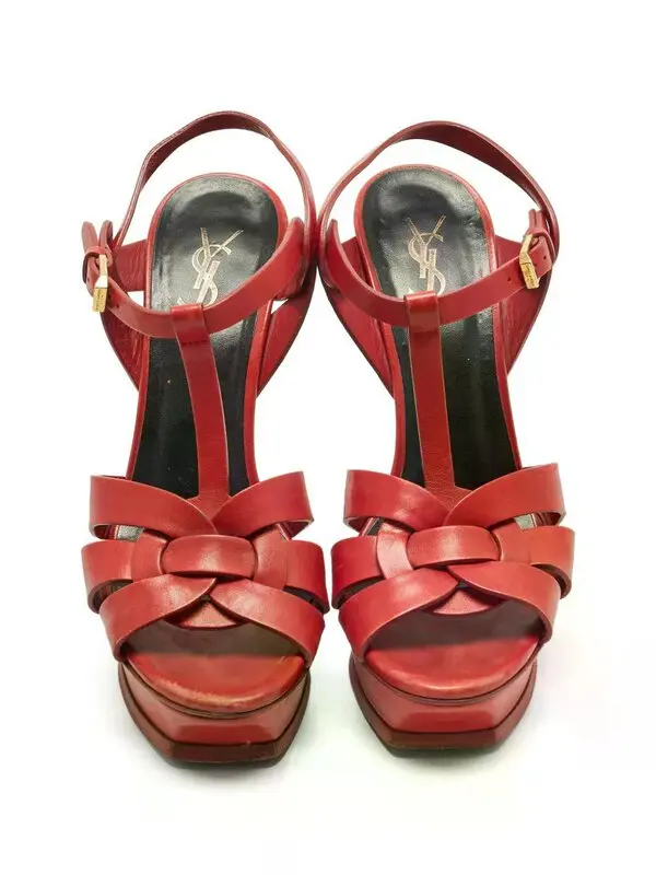 Saint Laurent Tribute Multi-strap Platform Stiletto Sandals - Red