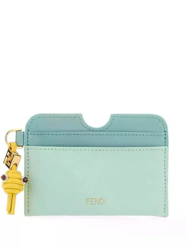 Fendi Ff Diamonds Leather Card Holder - Green