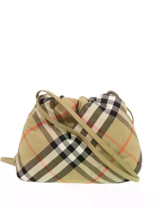 Burberry Supernova Check Nylon Drawstring Pouch Crossbody Bag