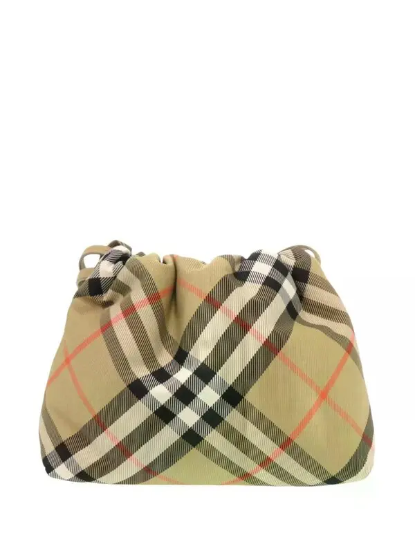 Burberry Supernova Check Nylon Drawstring Pouch Crossbody Bag