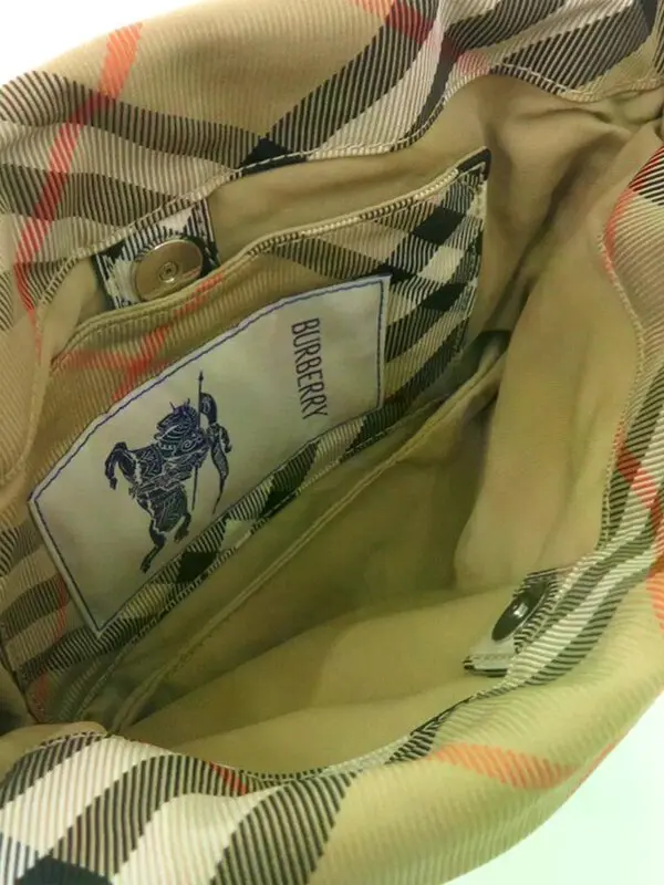 Burberry Supernova Check Nylon Drawstring Pouch Crossbody Bag