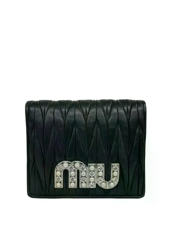 Miu Miu 2010-2026 Matelasse Nappa Bijoux Bifold Wallet Small Wallets - Black