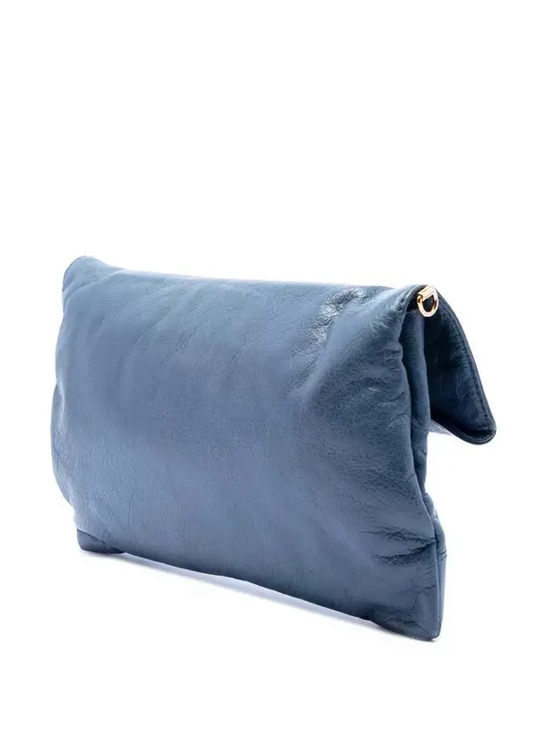Balenciaga Lambskin Leather Motocross Giant 12 Envelope Clutch With Strap - Blue
