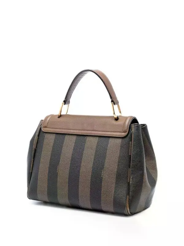 Fendi Pequin Coated Canvas And Leather Silvana Satchel - Brown