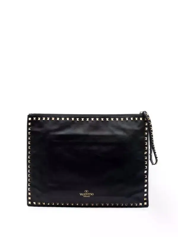 Valentino Garavani Large Leather Rockstud Clutch Bag
