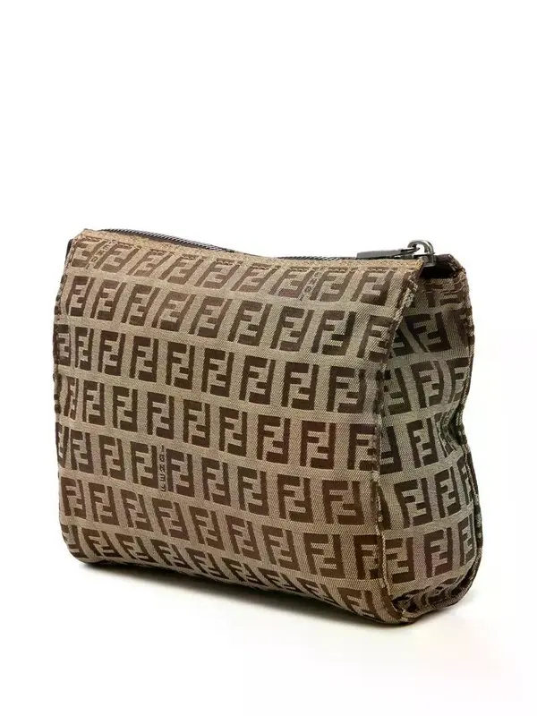 Fendi Zucchino Canvas Pouch - Neutrals
