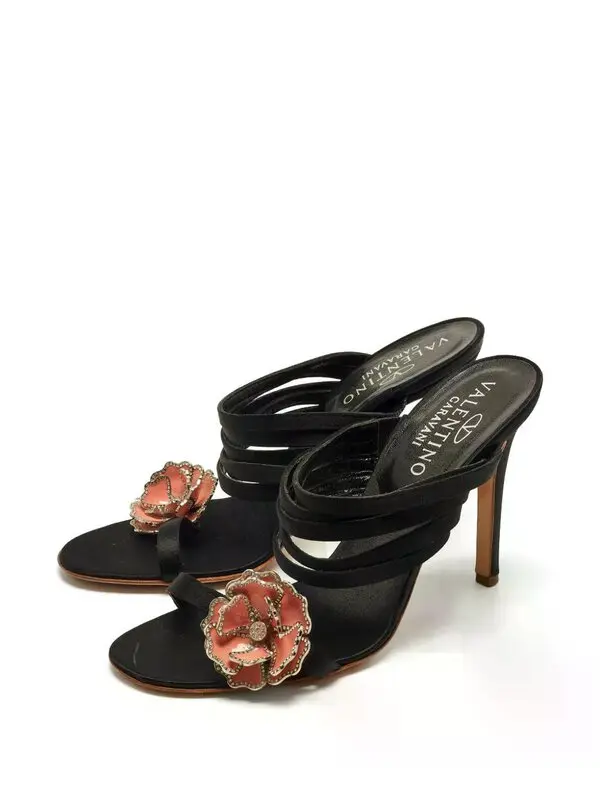 Valentino Garavani Floral Embellished Stiletto Sandals - Black