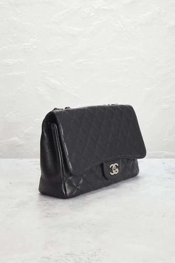 Chanel Jumbo Classic Flap Bag In Caviar Leather