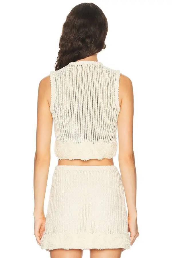 SELF-PORTRAIT Crochet Flower Knit Top