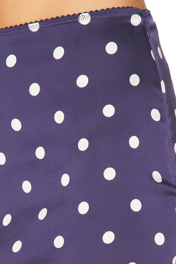 SELF-PORTRAIT Polka Dot Satin Mini Skirt