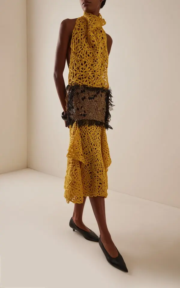 DIOTIMA Exclusive Embroidered Midi Halter Dress
