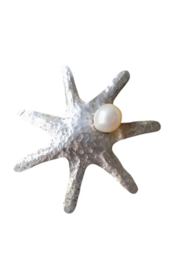 LUCIA ZOLEA Sterling Sea Star Pearl Brooch