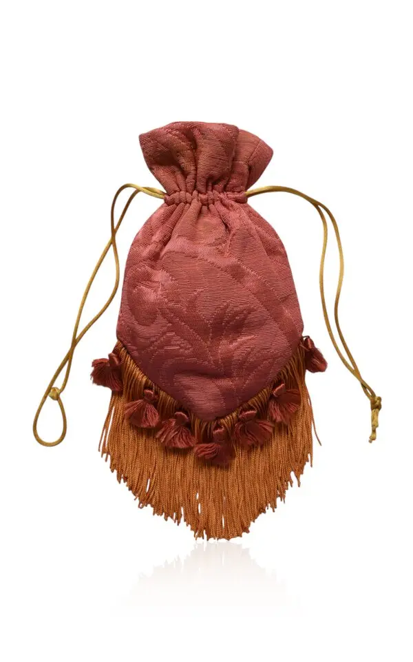 LUCIA ZOLEA Blush Tapestry Tasseled Fringed Purse