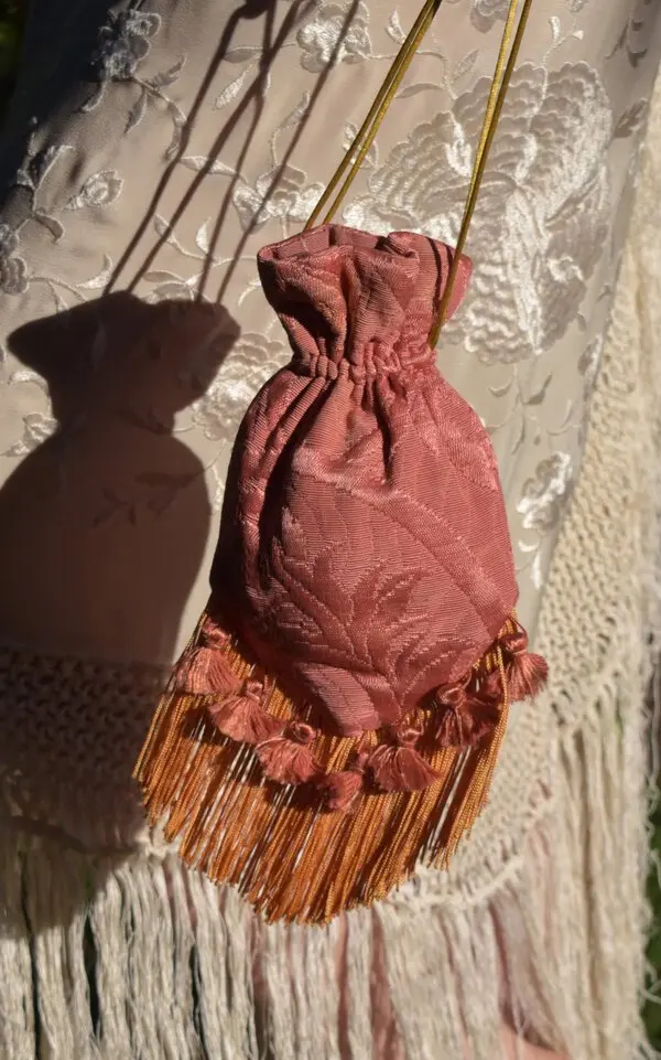 LUCIA ZOLEA Blush Tapestry Tasseled Fringed Purse