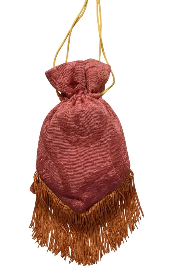 LUCIA ZOLEA Blush Tapestry Tasseled Fringed Purse