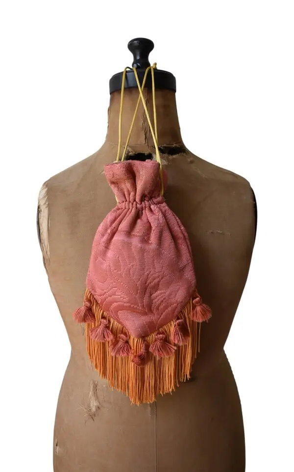 LUCIA ZOLEA Blush Tapestry Tasseled Fringed Purse