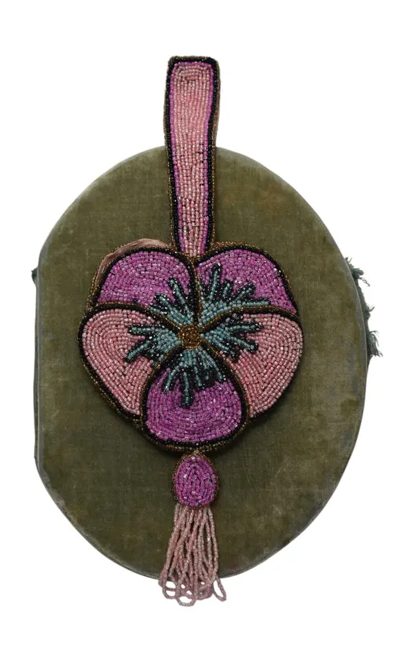 LUCIA ZOLEA Petite Pansy Patterned Glass Fringed Purse