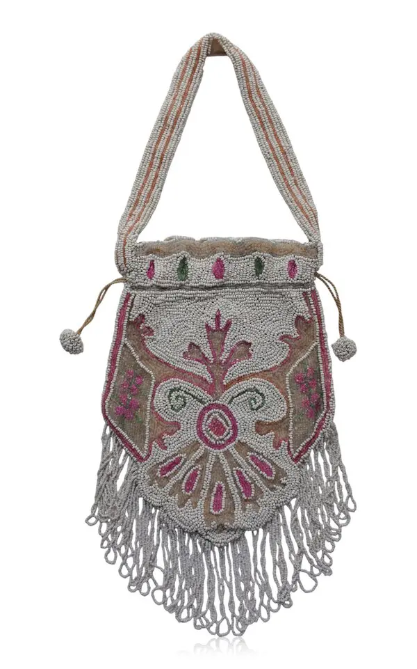 LUCIA ZOLEA Colored Glass Beaded Fringed Purse
