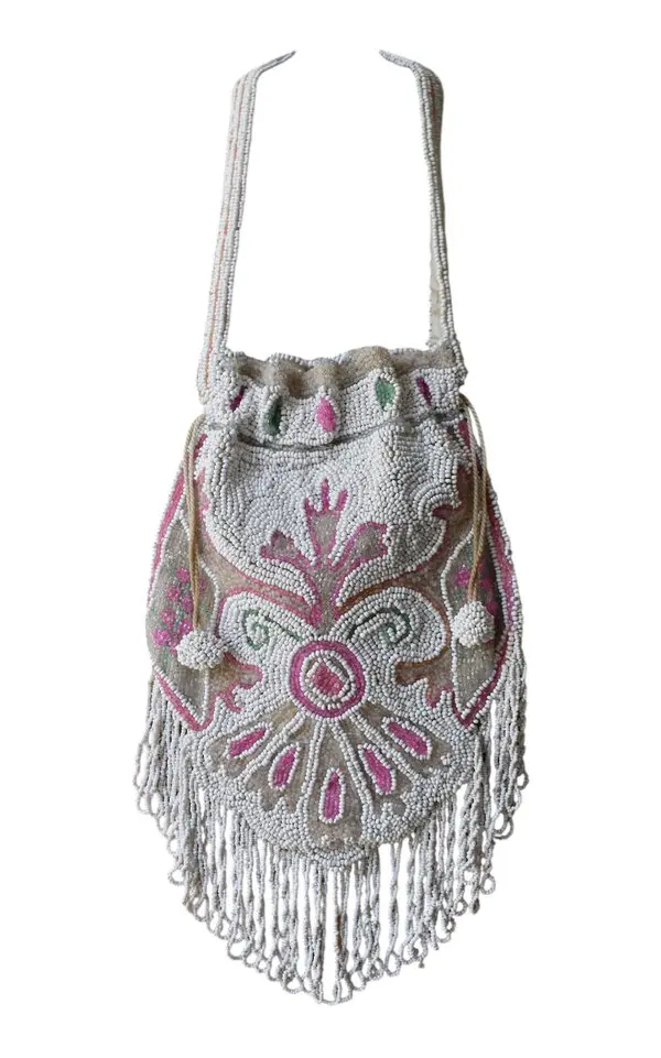 LUCIA ZOLEA Colored Glass Beaded Fringed Purse