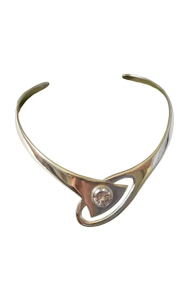 LUCIA ZOLEA Sterling Glass Cabochon Collar Necklace - Silver