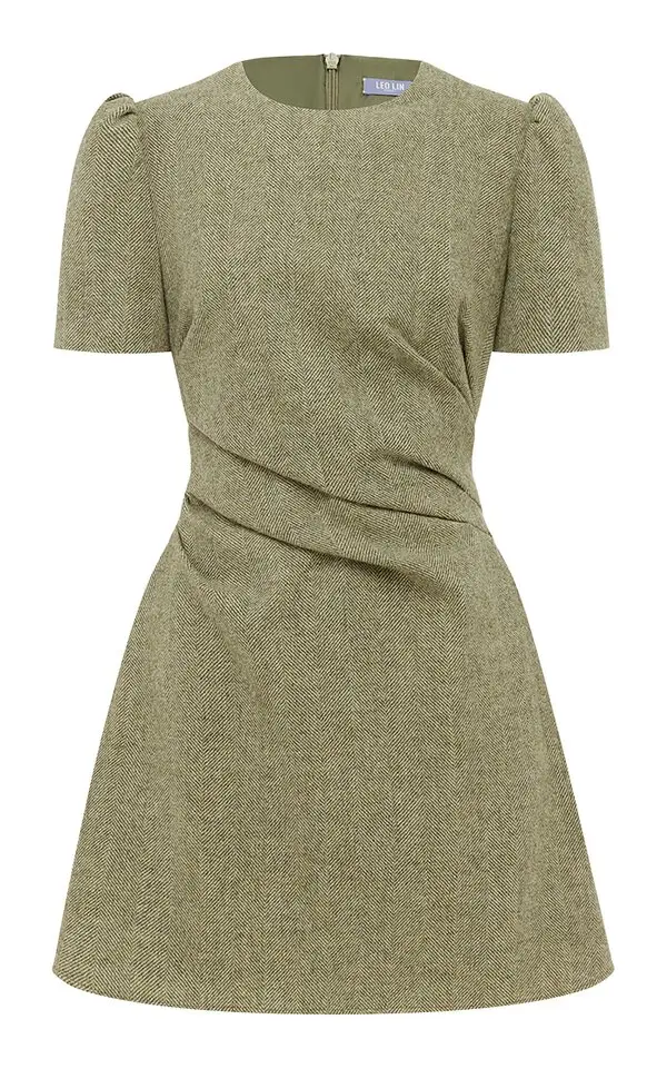 LEO LIN Elyse Wool Short Sleeve Mini Dress