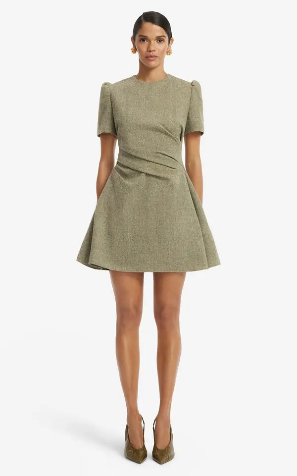 LEO LIN Elyse Wool Short Sleeve Mini Dress