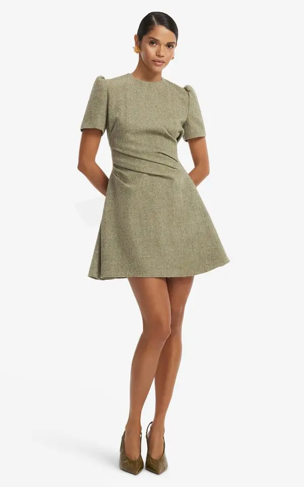 LEO LIN Elyse Wool Short Sleeve Mini Dress