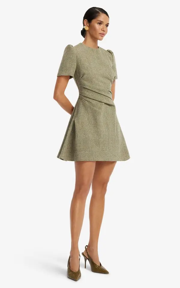 LEO LIN Elyse Wool Short Sleeve Mini Dress