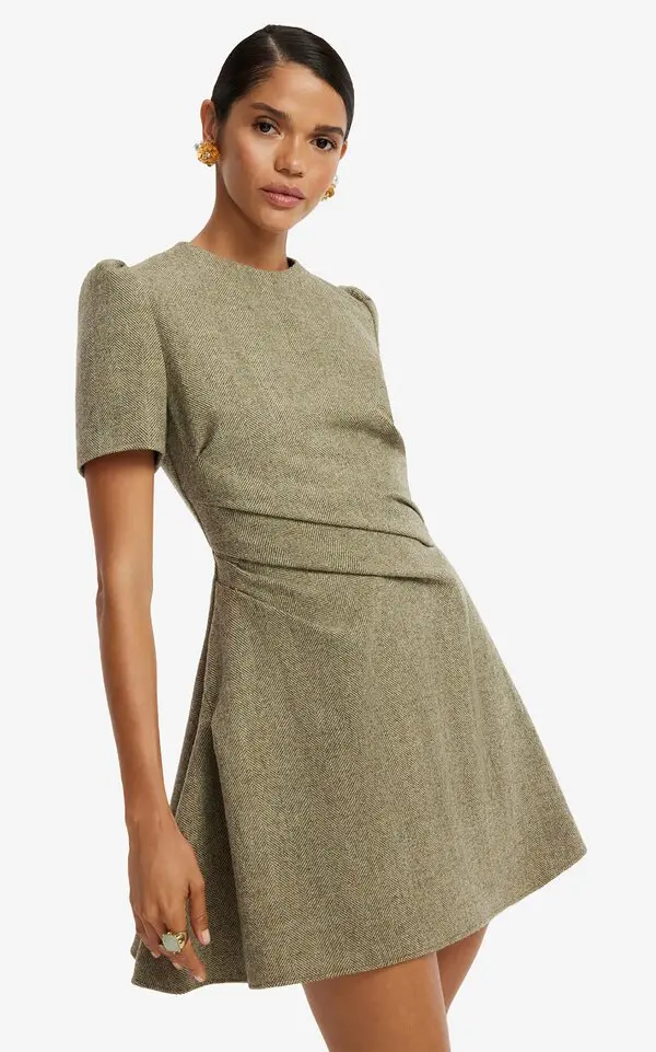 LEO LIN Elyse Wool Short Sleeve Mini Dress