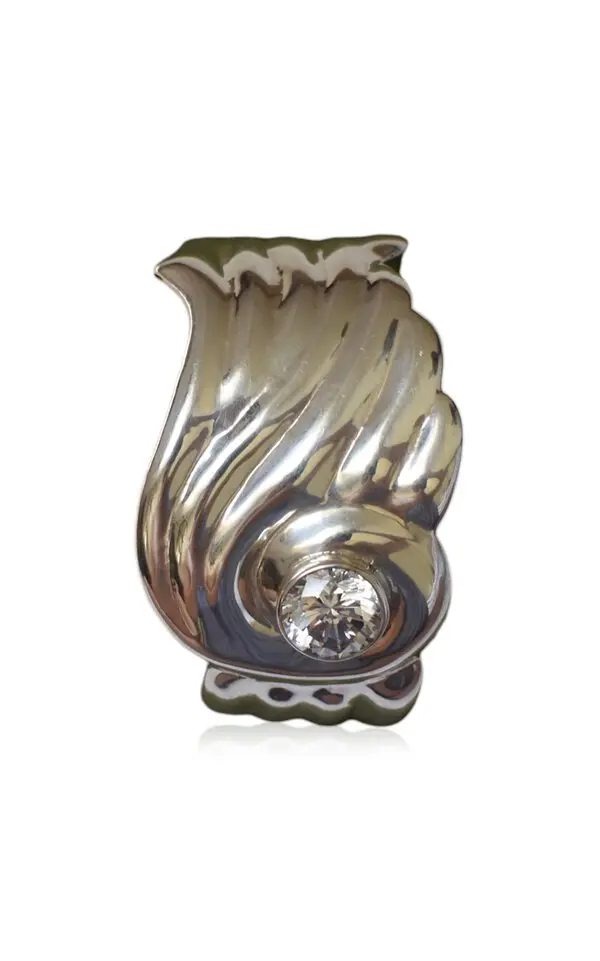 LUCIA ZOLEA Sterling Ribbed Glass Cabochon Cuff - Silver