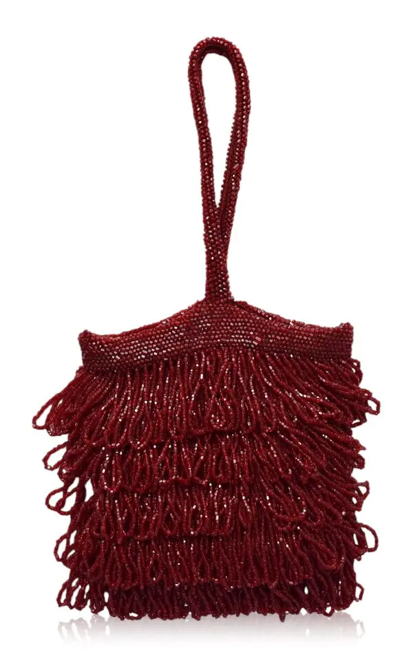 LUCIA ZOLEA Beaded Fringed Clutch - Red
