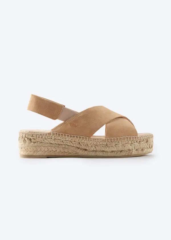 VISCATA Garbi Archive Suede Espadrille Platforms - Camel